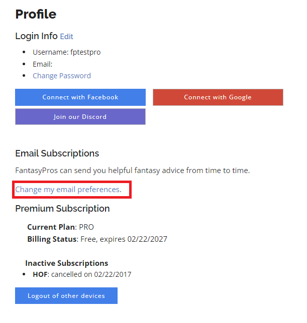 How do I change my email preferences? – FantasyPros